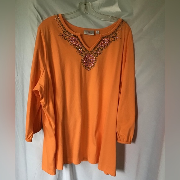 Quacker Factory | Tops | Plus Size Orange Top | Poshmark